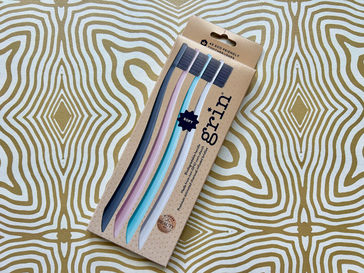 Toothbrush Four (4) Pack Soft, Grin (4 pack) — Food Garden