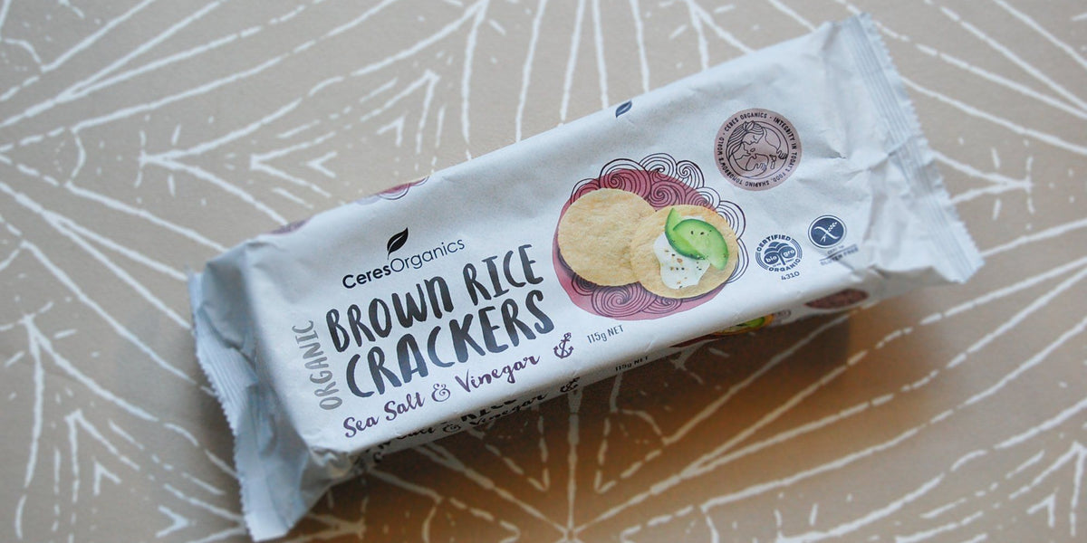 Brown Rice Crackers Salt & Vinegar, Ceres (115g) — Food Garden
